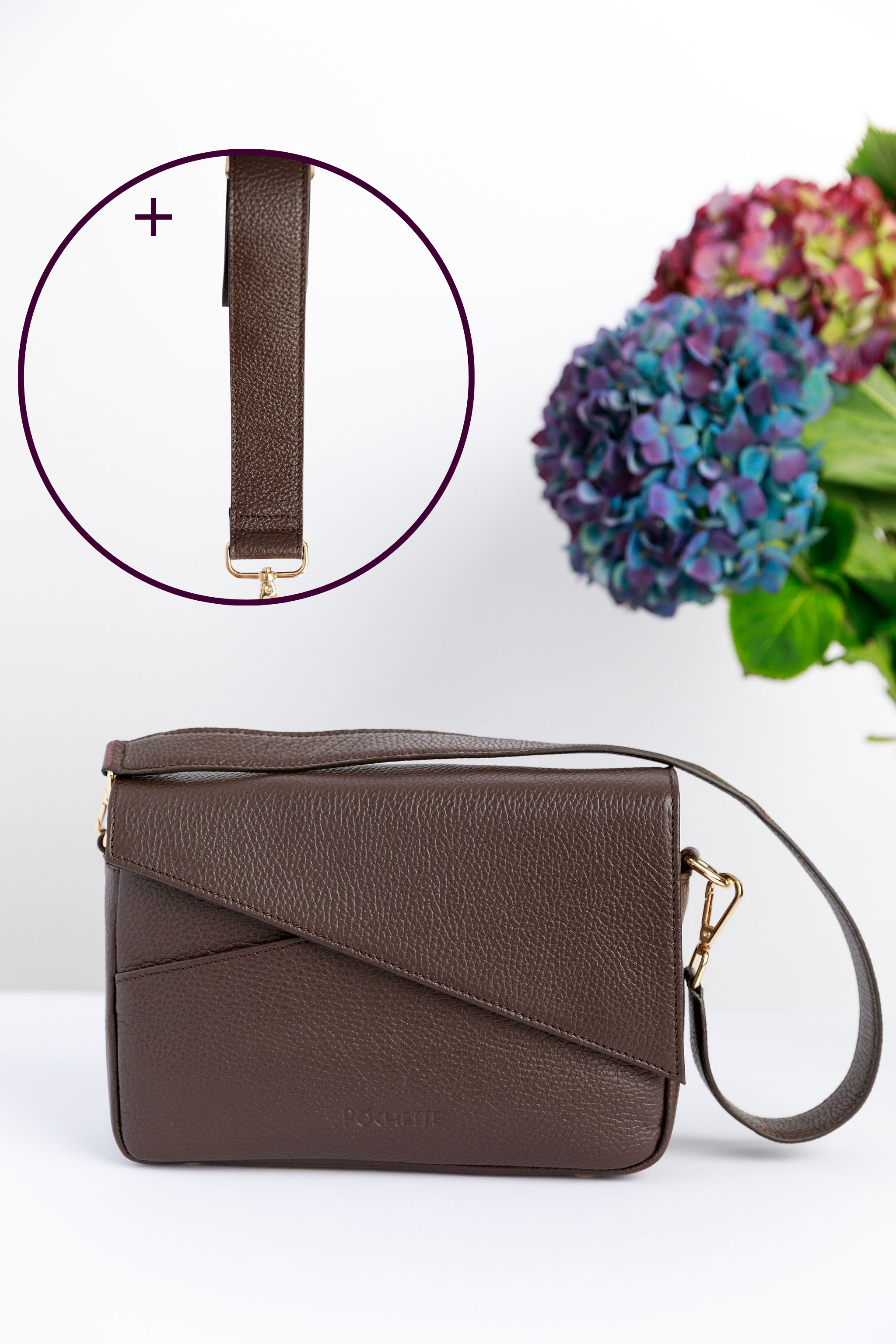 Chocolate Brown Danu Handbag & Statement Leather Crossbody Strap – Póchette